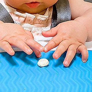 Handfullz Silicone Placemats Baby Food Table/High Chair Mat for Baby Feeding - Raised Wave Design for Easy Food Pickup and Motor Skills - Dishwasher Safe and BPA-Free - Single Blue