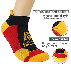 BIOAUM Womens Running Socks Low Cut-6 Pairs Cotton Cushioned Athletic Socks with Tab Arch Support