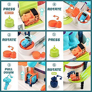 iPlay, iLearn Kids Train Race Track Play Set, Toddler Dinosaur Ramp Vehicle Toys, Car Adventure Indoor Game, Educational Learning Birthday Gift for Age 3 4 5 6 7 Year Old Boys Girls Children Preschool