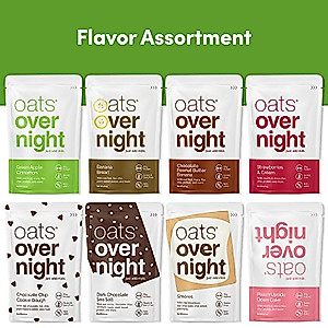 Oats Overnight - Ultimate Variety Pack High Protein, High Fiber Breakfast Shake - Gluten Free, Non GMO Oatmeal Chocolate Chip Cookie Dough, Banana Bread & More (24 Pack + BlenderBottle)