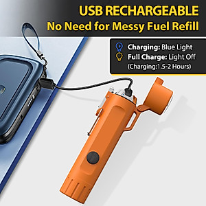 Electric Waterproof Lighters Gifts for Men: LED Flashlight Lighter Christmas Stocking Stuffers for Adults Him Dad Husband Boy Birthday - 3-in-1 USB Dual Arc Outdoor BBQ Camping Hunting Survival Gadget