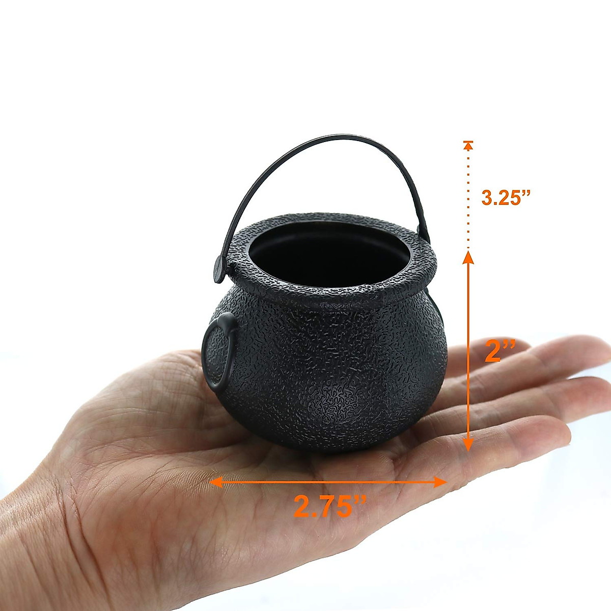 GIFTEXPRESS 12 Pack Mini Cauldron Kettles, Novelty Candy Kettles, Halloween Black Cauldrons Candy Holder, Witches Cauldron, Cauldron Pot Party Favors