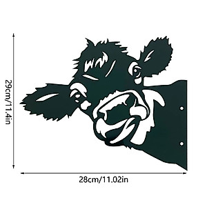 drppepioner Farm Peeping Cow Metal Artwork, Peeping Sheep Metal Yard Art Sculpture, Cow Wall Decor-Farmhouse Peeping Cattle Metal Artwork Outdoor Patio Garden Hanging Decors Silhouette Sign (Calf)