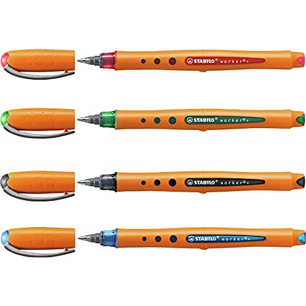 STABILO Worker Rollerball - Assorted Colours, Pack of 4