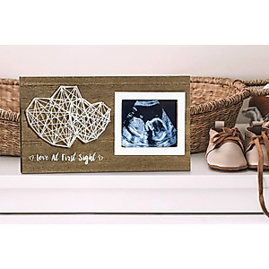 Ultrasound Picture Frame Baby Announcement Gifts - Sonogram Gender Neutral Baby Gift for Expecting Mother Love at First Sight Nursery Decor Handmade String Hearts Celebrate the Bond Between Mom & Baby