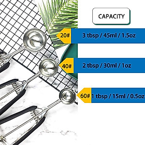 HOMURE H Cookie Scoop 2 Tablespoon, Size #40 Cookie Dough Scoop, 2 Tbsp/ 30 ml/ 1 oz Cookie Scoop for Baking, Spring-Loaded Scoop, 18/8 Stainless Steel, Comfortable Grip