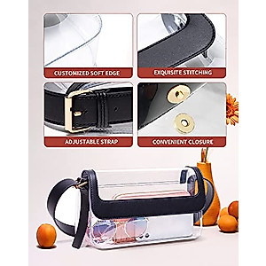 Vorspack Clear Bag Stadium Approved - Cute Clear Purse for Women PVC Clear Stadium Bag for Work Concerts Sports Festivals - Black