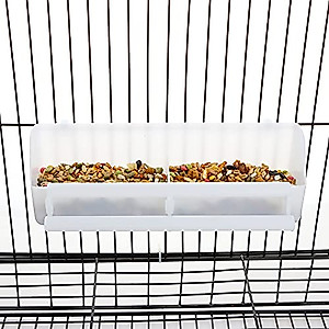 2 Pcs Bird Plastic Double Slot Feeder, Pigeon Food and Water Feeder Cup, Cage Standing Frame Feeder with 2 Plastic Food Spoon
