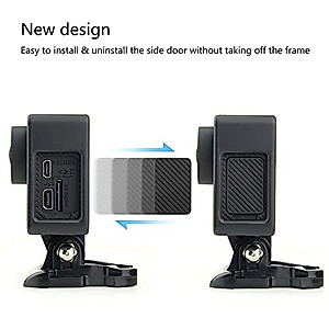 SOONSUN Frame Mount Housing Case with Basic Buckle and Long Thumb Bolt Screw for GoPro Hero 3 3+ 4 Camera and All Slots Fully Accessible-Black