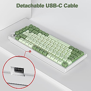 Fogruaden Wired 75% Mechanical Gaming Keyboard 75 Percent Matcha Keyboard Hot Swappable Gasket Mount, Red Switch, RGB Backlit 82 Keys TKL Mechanical Keyboard, NKRO Compact Keyboard with Knob