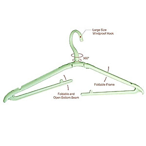 Fineget Plastic Coat Hangers Portable Travel Shorts Hangers for Closet Shoes Foldable Collapsible Clothes Heavy Duty No Slip Green Hangers Quick Drying (Green 2 Pcs, Pink 2 Pcs)