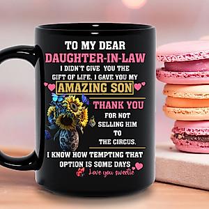 PerfectoStore Personalize Daughter-in-law gifts from Mother-in-law, To My Dear Daughter In Law I Gave You My Amazing Son- Christmas, Mothers day, Fathers day, Birthday gifts (Custom3)