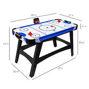 Best Choice Products 58in Mid-Size Arcade Style Air Hockey Table for Game Room, Home, Office w/ 2 Pucks, 2 Pushers, Digital LED Score Board, Powerful 12V Motor, Carrying Bag