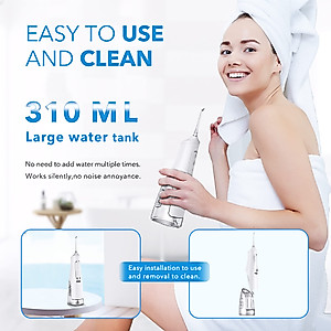 BEBEN Water Electric Flosser Picks for Teeth Cleaning, 4 Modes Water Flossers Cordless for Teeth, IPX7 Portable and Rechargeable Dental Floss and picks, 310ml Dental Oral Irrigator for Home and Travel