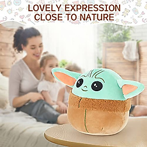 10 inch Baby Yoda Plush Baby Yoda Doll Stuffed Animal Pillow, Baby Yoda Squishmallow Plushie The Child Mandalorian Soft Plush for Kid Gifts