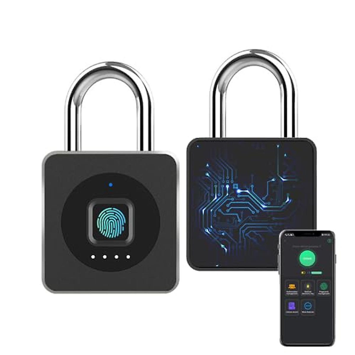 eLinkSmart Gym Locker Padlock - Fingerprint Mobile APP Unlock Remote Management: Outdoor Waterproof Keyless Biometric Padlock for Gym Luggage Bags Locker Storage Tool Box Gun Case Footlocker Lock