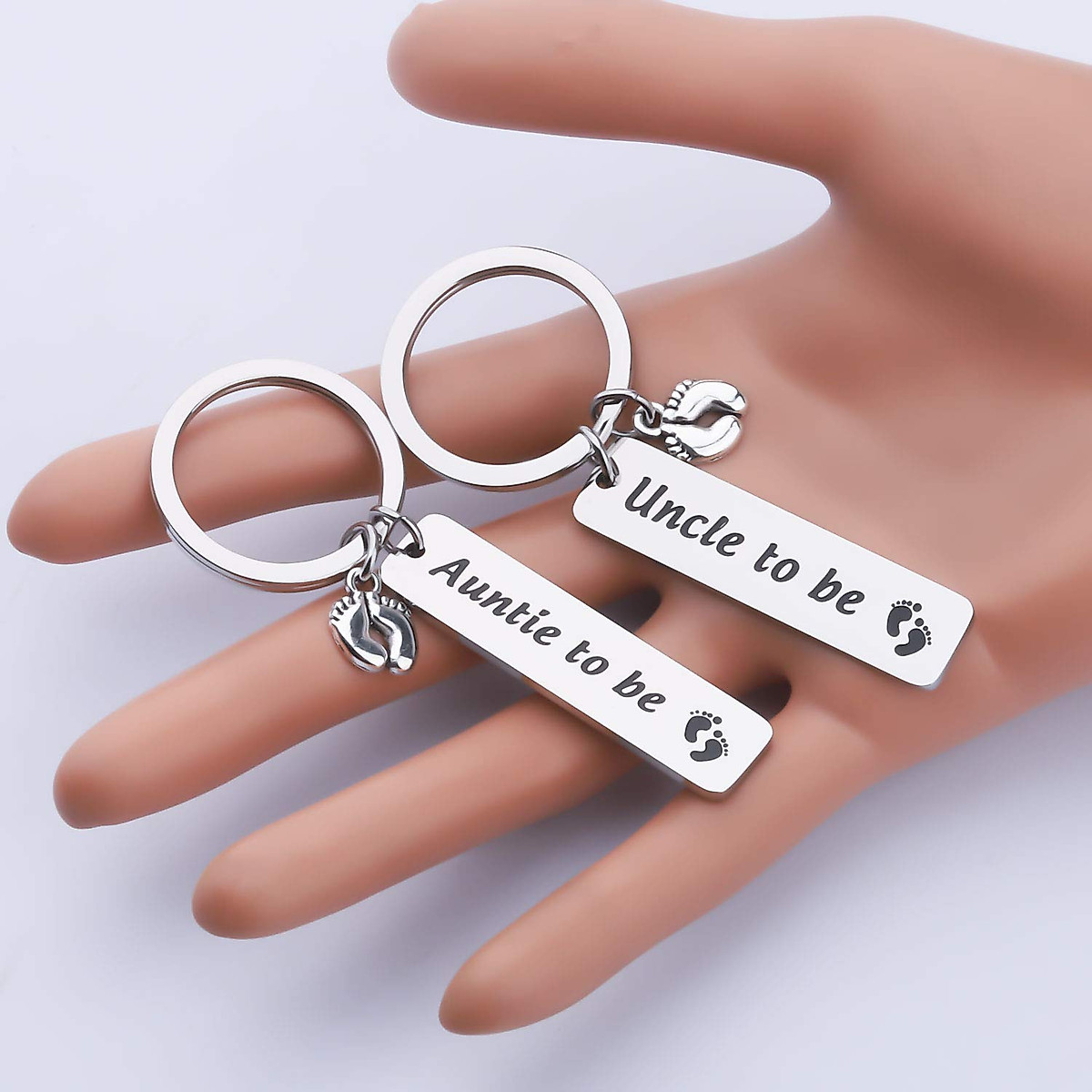 ENSIANTH Pregnancy Announcement Gift New Auntie/Uncle Gift Auntie to Be Uncle to Be First Time Aunt Uncle Gifts with Baby Footprint Charm (Auntie/Uncle to Be)