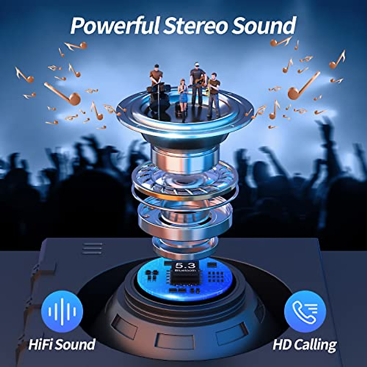 Wireless Earbuds Bluetooth Earbuds 76H Playtime Ear Buds Noise Cancellation Clear Calls Bluetooth Headphones Power Display Charging Case Light Weight IPX7 Waterproof Earphones for Sports Workout