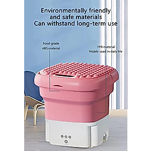 Portable Washing Machine, Mini Foldable Washer and Spin Dryer Small Foldable Bucket Washer for Camping, RV, Travel, Small Spaces, Lightweight and Easy to Carry (Pink)