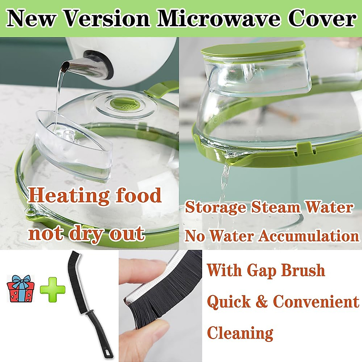 Microwave Splatter Cover for Food Guard: Clear Microwave Plate Cover Lid with Handle 10 Inch Microwave Food Splash Cover BPA Free, Dish Bowl Cover, Home Kitchen Gadgets and Accessories (Green-R)