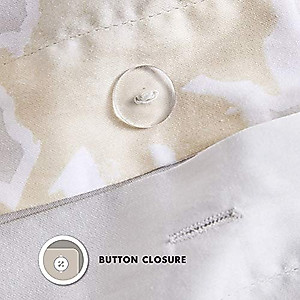 INTELLIGENT DESIGN Reversible 100% Cotton Sateen Duvet - Breathable Comforter Cover, Modern All Season Bedding Set with Sham (Insert Excluded), Tanet, Flower Grey King/Cal King(104"x90")