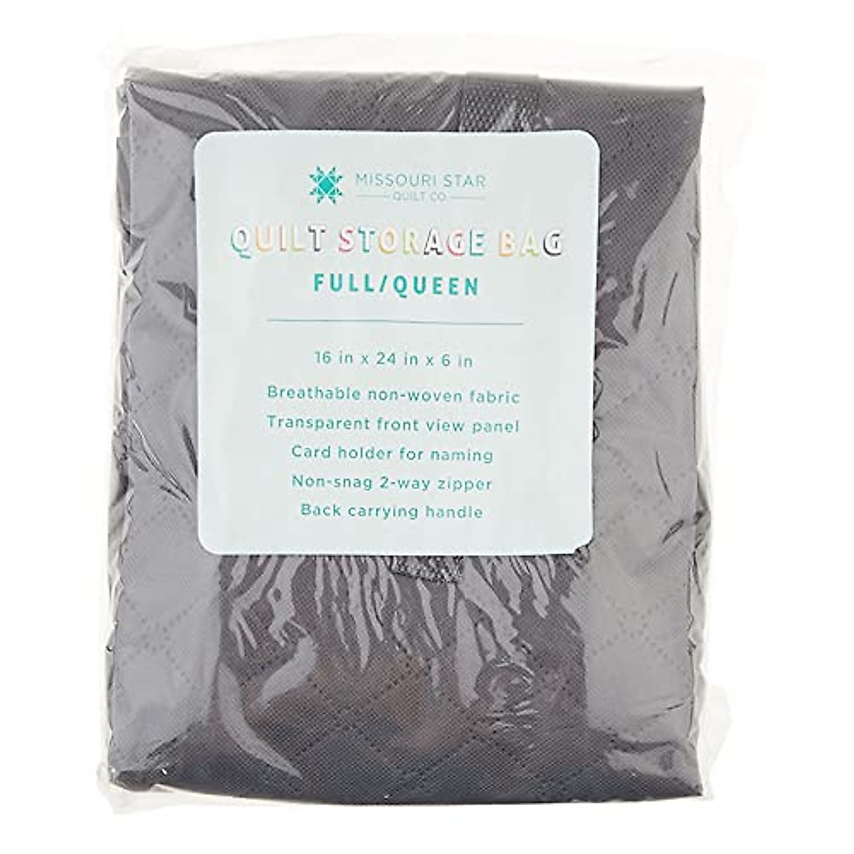 Missouri Star Blanket Storage Bag for Quilts Queen Size | Foldable Bedding Storage Bags with Zipper Clear Window | Large Fabric Tote with Handle for Underbed Storage