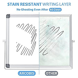 Dry Erase White Board, ARCOBIS 12"X16" Magnetic Desktop Whiteboard with Stand, 10 Markers, 4 Magnets, 1 Eraser, Double-Sided Small White Board Easel for Kids Drawing Memo to Do List School