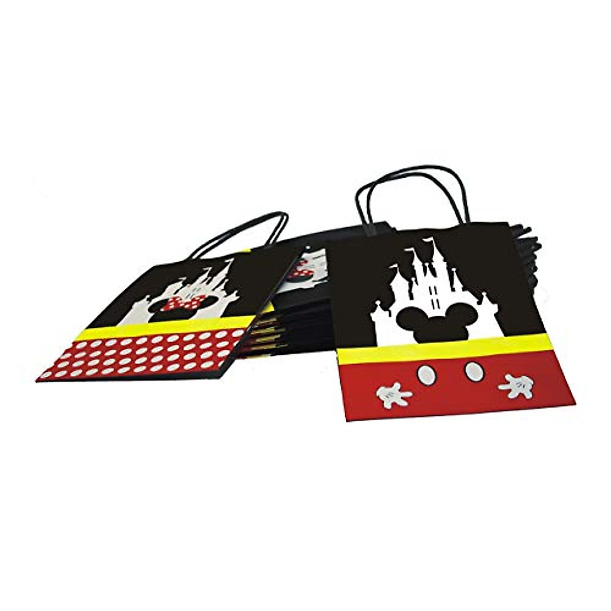 MOAXMOA Treat Bags Castle Gift Party Paper Bags with Handle for Birthday Baby Shower Mickey Minnie Theme Party Decorations Supplies- 12PCS