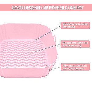 Umintzkss 2PCS Air Fryer Silicone Liners 8.5 inch, Reusable Air Fryer Liner Replacement for Paper Liner, Non-Stick Airfryer Liner Silicone, Multipurpose for Air Fryer, Oven, Steamer Pot (Pink, Blue)