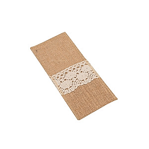 Jucos Burlap Cutlery Silverware Holders Utensil Pouch Knifes Forks Bag for Vintage Natural Farmhouse Wedding Gift (20 pcs in a set)