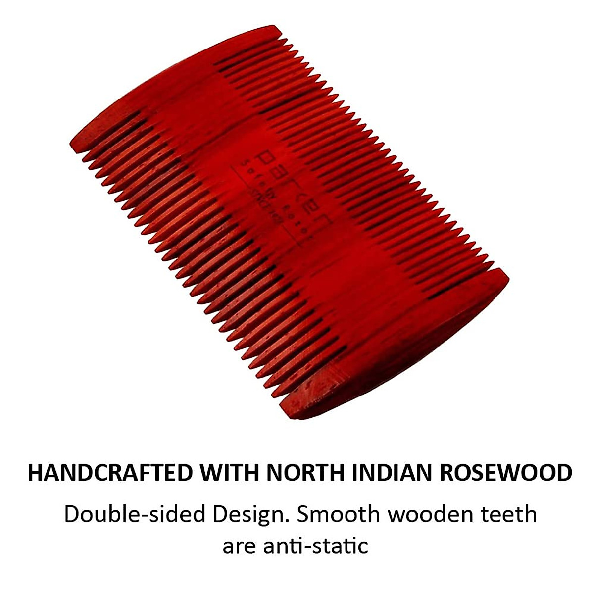 Parker's Premium Rosewood Two Sided Beard & Mustache Comb with Deluxe Felt Case