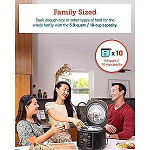 COSORI Rice Cooker 10 Cup Uncooked Rice Maker with 18 Cooking Functions, Advanced Fuzzy Logic Micom Technology, Texture Optional, 50 Recipes, Keep Warm, Delay Timer, Stainless Steel Steamer