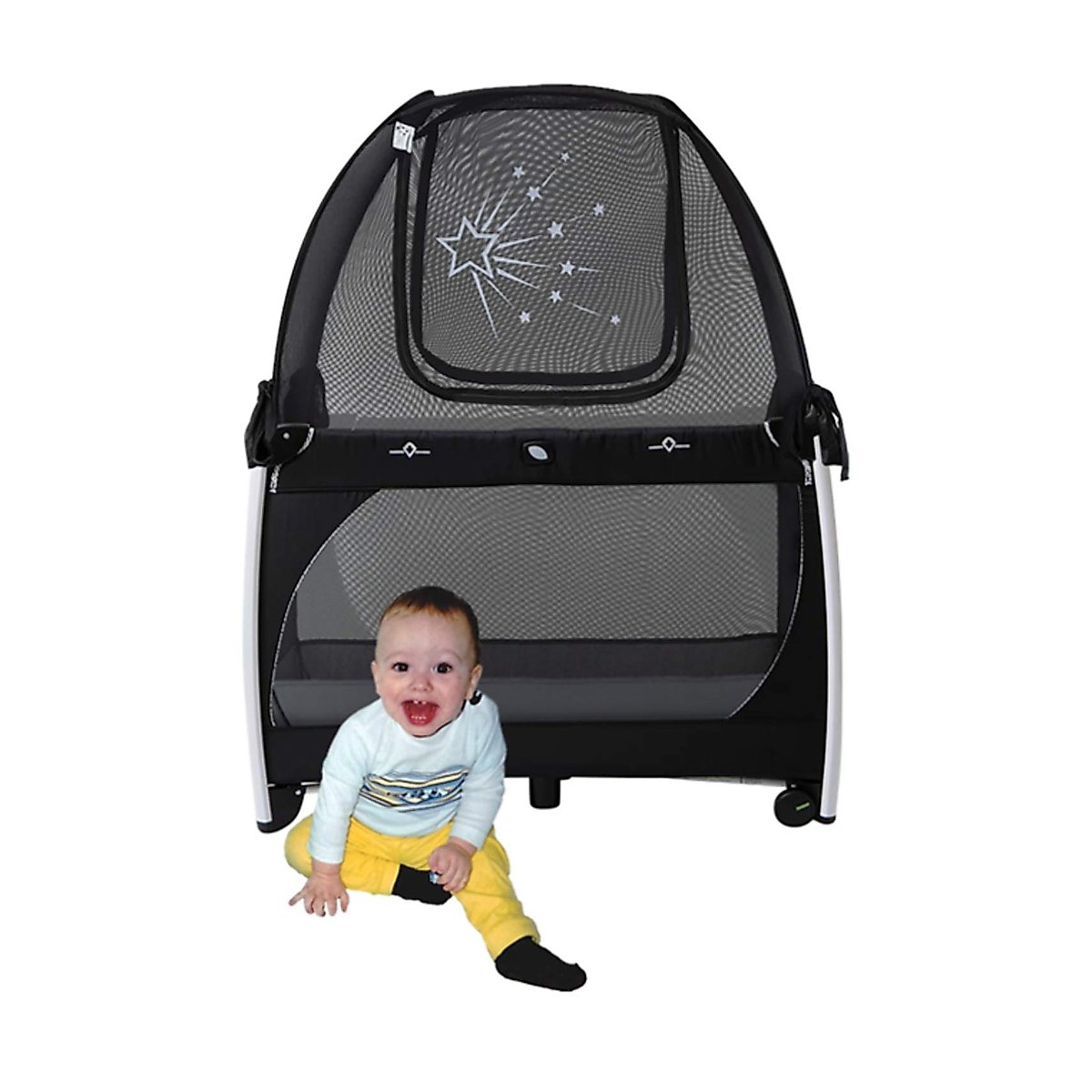 Aussie Cot Net Crib Tent Fits a Pack n Play - Portable Travel Tent to Keep Baby from Climbing Out - Black Crib Netting Helps Settle Baby to Sleep Better and Longer