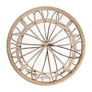 Flash Furniture Devon Indoor/Outdoor Bistro Set - Tan Finish Rattan Rope Papasan Style Chairs and Glass Top Side Table - Light Gray Back and Seat Cushions, 15.75x15.75x25, 3-Piece