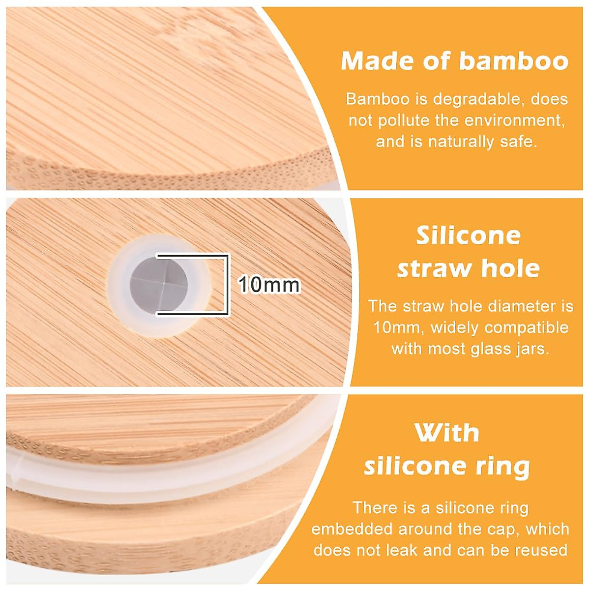 4 pcs Bamboo Lids for Glass Cups Lids for Glass Cups Silicone Lids for Cups Bamboo Lid