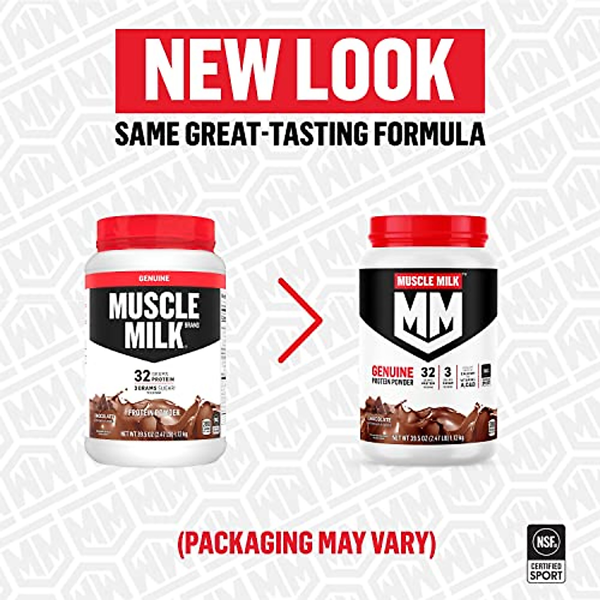 Muscle Milk Genuine Protein Powder, Vanilla Crème, 2.47 Pound, 16 Servings, 32g Protein, 2g Sugar, Calcium, Vitamins A, C & D, NSF Certified for Sport, Energizing Snack, Packaging May Vary