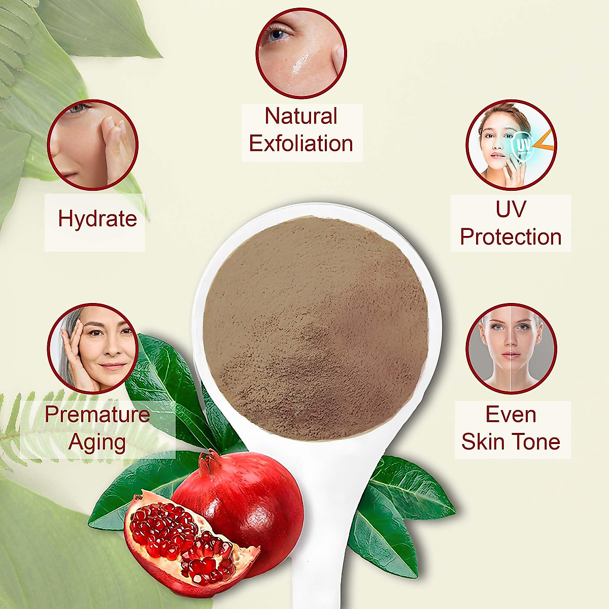 minature Pomegranate Peel Powder (Punica granatum) | 100% Pure and Natural | 227g(8oz) (1/2 lb) | Non-GMO | Rich in anti-oxidants and Vitamin C| Skin and Hair Mask | Resealable Zip Lock Pouch