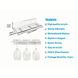 Generic Brands Stemware Rack,Wine Glasses Holder Under Cabinet Organization and Storage Set of 2, Clear Acrylic Finish 11 Inch Wine Glass Rack