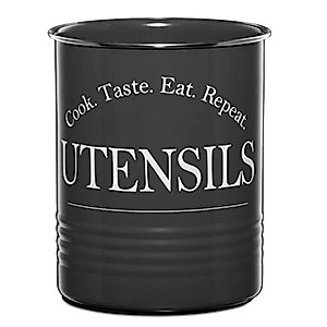 Bartnelli Large Kitchen Utensil Holder Organizer For Countertop, Farmhouse Storage Caddy With Stable Padded Base