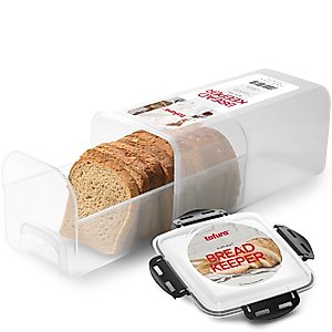 Tafura Bread Storage Container with Tray, Plastic Bread Box, Bread Container with Airtight Lid, Loaf Bread Keeper, Bread Holder for Homemade Bread, BPA Free
