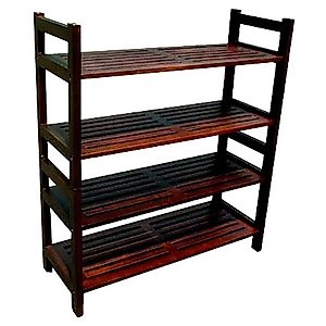 D-Art Shoe Rack Organizer- 4 Tiers - in Mahogany Wood