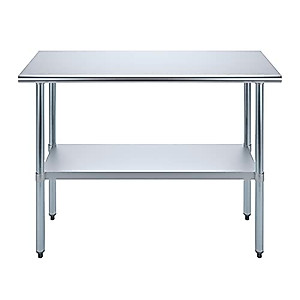 18" x 48" Stainless Steel Work Table | AmGood Metal Kitchen Food Prep Table NSF