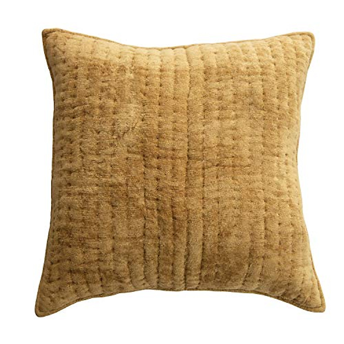 Creative Co-Op Square Mustard Quilted Cotton Chenille Pillow
