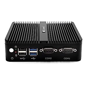 Mini Industrial PC, Windows 10 Pro 8GB DDR4 RAM 256GB SSD, Quad-Core Celeron J4125, 4K HD Mini Desktop Computer, Micro PC, HDMI/VGA/2 RJ45 Gigabit Ethernet/Dual Band Wi-Fi/BT 4.0/2RS232 Com port/VESA