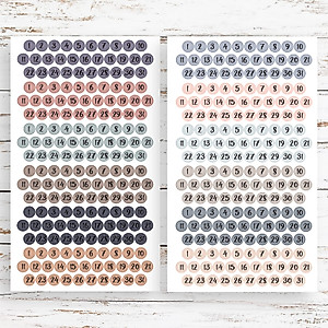 Date Dots 12 Months, Small Number Stickers, Months Stickers for Planners, Journal stickers for planning, Dreamy Boho Multicolor (Black Font)