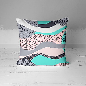 iiRov Summer Design Ink-Fuzed Decorative Throw Pillow - Retro Summer Mint and Coral