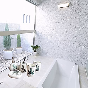 Bathroom Accessory Set, 5-Piece Decorative Ceramic Bathroom Accessories Set,Toothbrush Holder, Liquid Soap Dispenser, Soap Dish, 2 Tumblers | housewarming gift, Home Decoration (A)