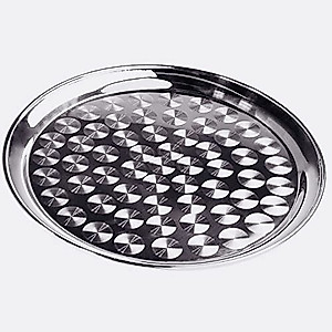 18" Stainless Steel Round Tray with Swirl Pattern, Serving / Display Tray by Tezzorio