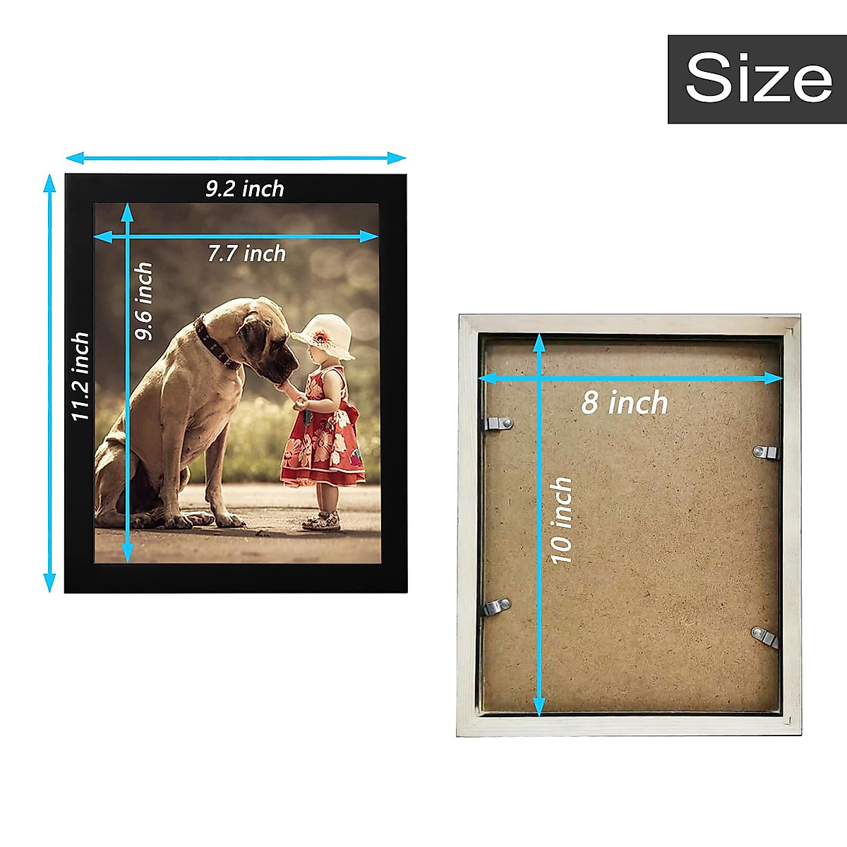 Kingsmile 8x10 Picture Frame, 2 Pack Wood Frames with Durable Shatter Resistant Cover, Display Poster 8x10 without Mat, Photo Frame for Wall Gallery Display, with 2 Wall Hooks. (Brown)
