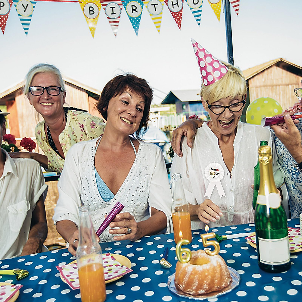 White Happy 60th Birthday Tinplate Badge Pin, White Rosette 60th Birthday Button for Women, It's My 60th Birthday Award Badge Pin, Happy 60th Birthday Party Decorations